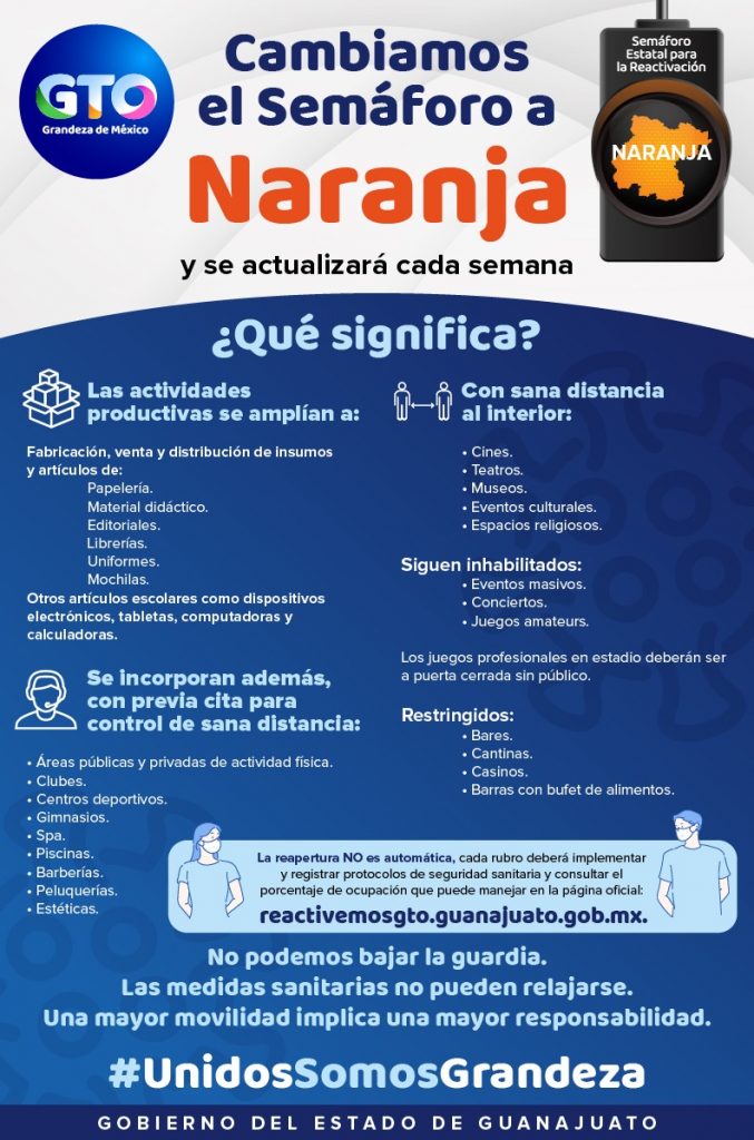Avanza Guanajuato al semáforo naranja, sin relajar medidas sanitarias ...
